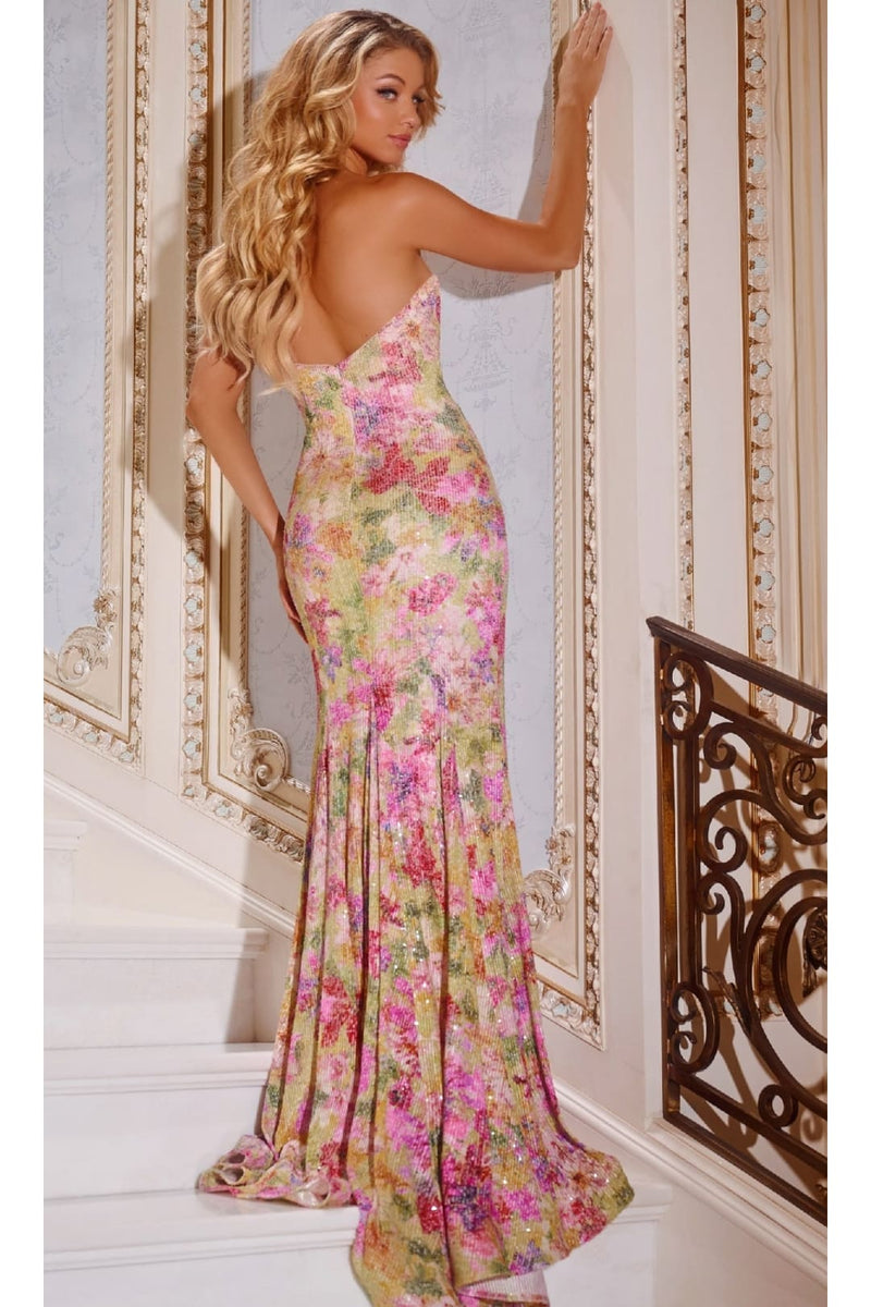 Floral Sequin Prom Dress: Jovani 44069