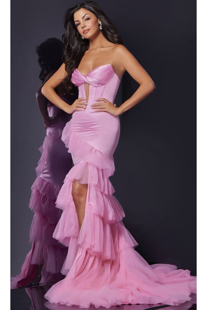 Ruffle Pink Prom Dress: Jovani D5114