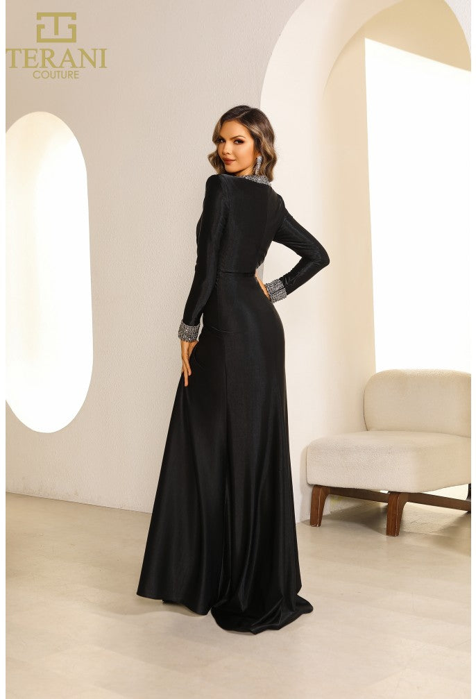 Evening Sheath Long Powder Blue Formal Stretch Metallic Gown 251M4433 ...