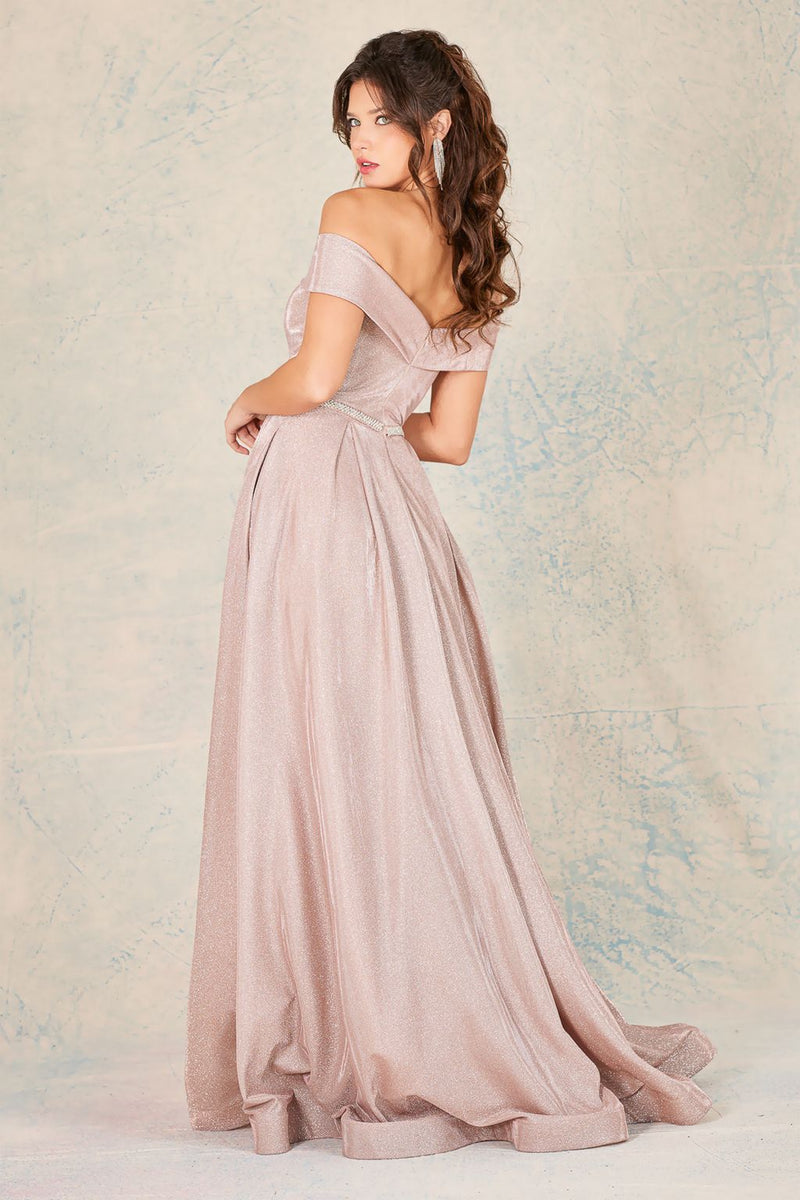 Adora Design 3100 Off Shoulder Metallic A-Line Prom Formal Dress ...