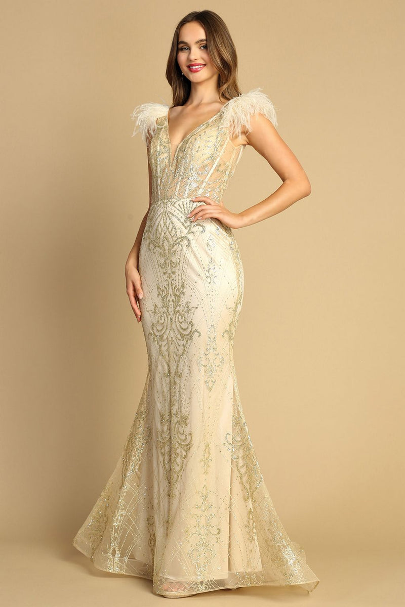 Adora Design 3130 Sleeveless Glitter Applique Long Formal Prom Dress ...