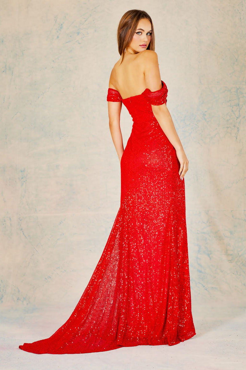Adora Design 3152 Off Shoulder Sequin Fitted Long Formal Prom Dress ...