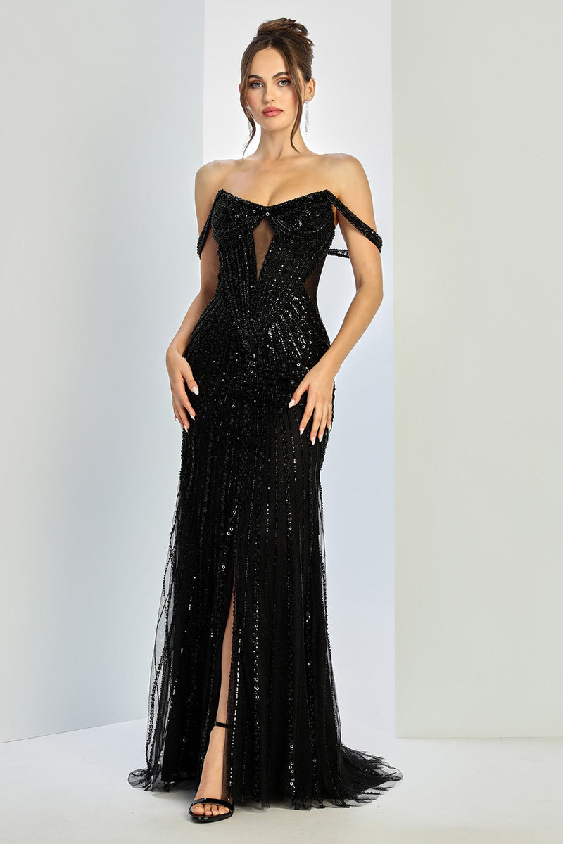 Adora Design 3271 Long Fitted Off Shoulder Sequin Formal Dress | Formal ...