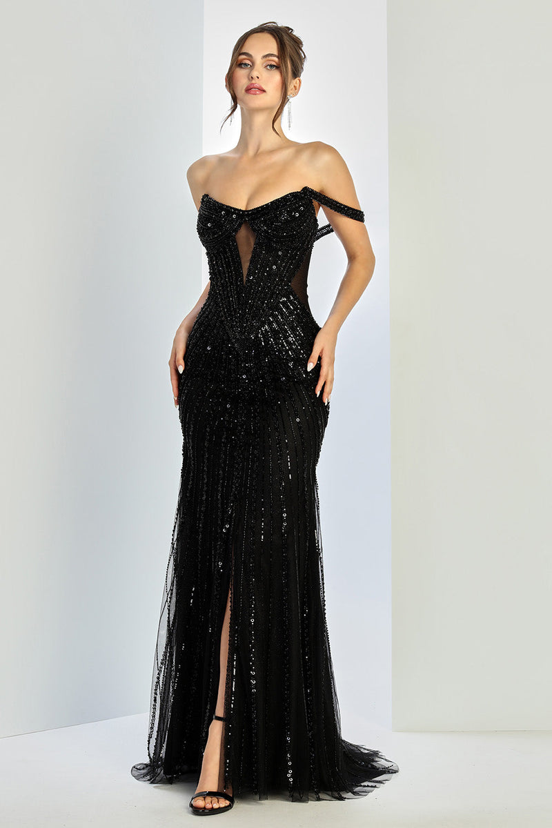 Adora Design 3271 Long Fitted Off Shoulder Sequin Formal Dress | Formal ...