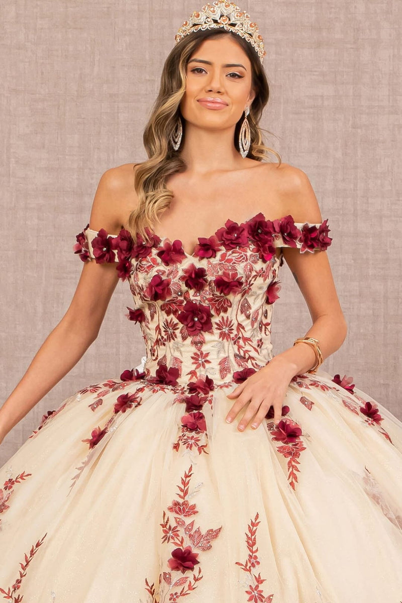Elizabeth K GL3105 3D Floral Ball Gown - Formal Dress Shops