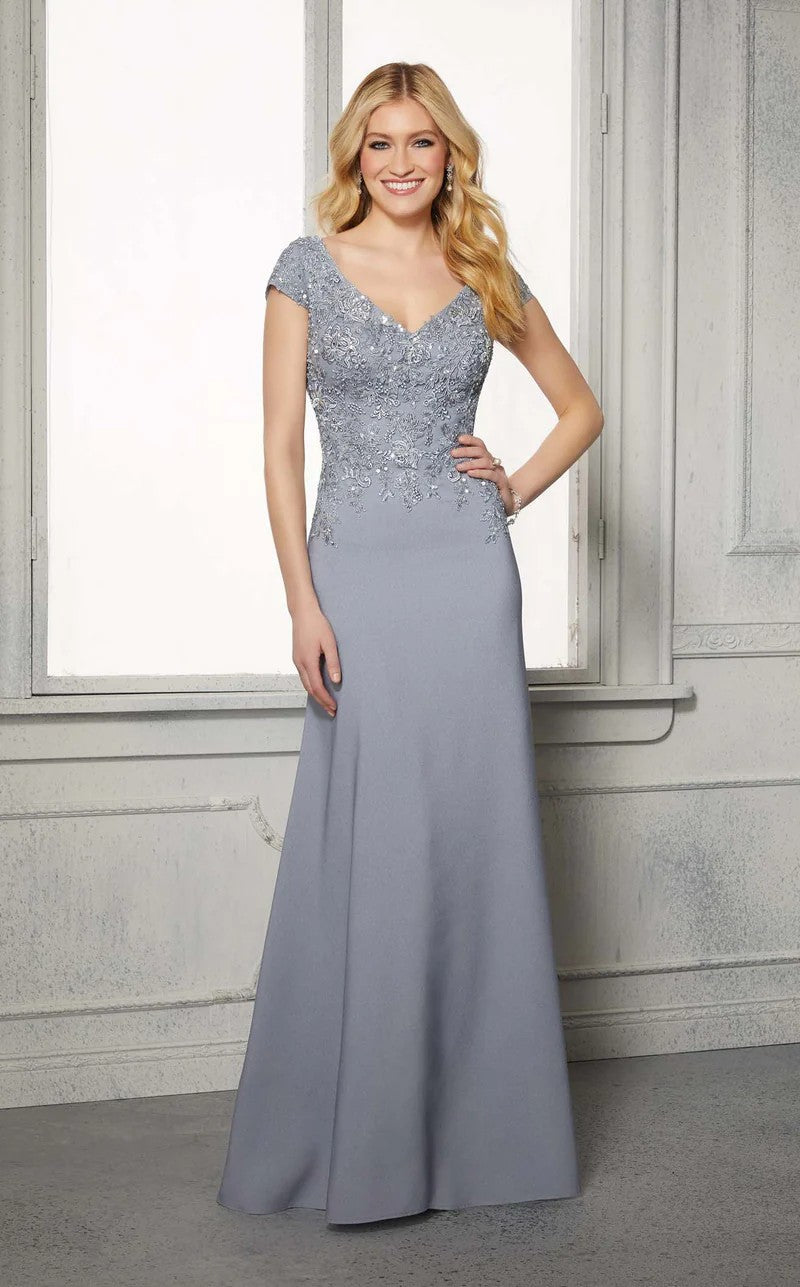 MGNY Madeline Gardner New York 72421 Long Formal A Line Beaded Lace ...