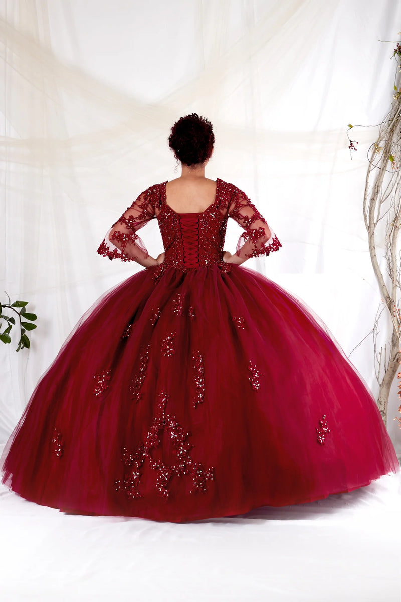 Bell Sleeve Quinceanera Dress Embroidered Ball Gown by Calla KY-70029
