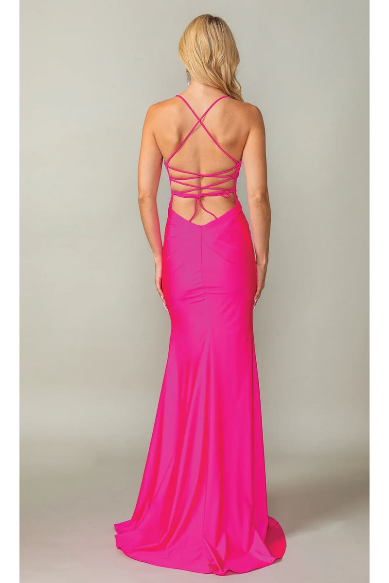 Dancing Queen Dresses DQ-4405 Fuchsia Pink Beaded Long Prom Dress