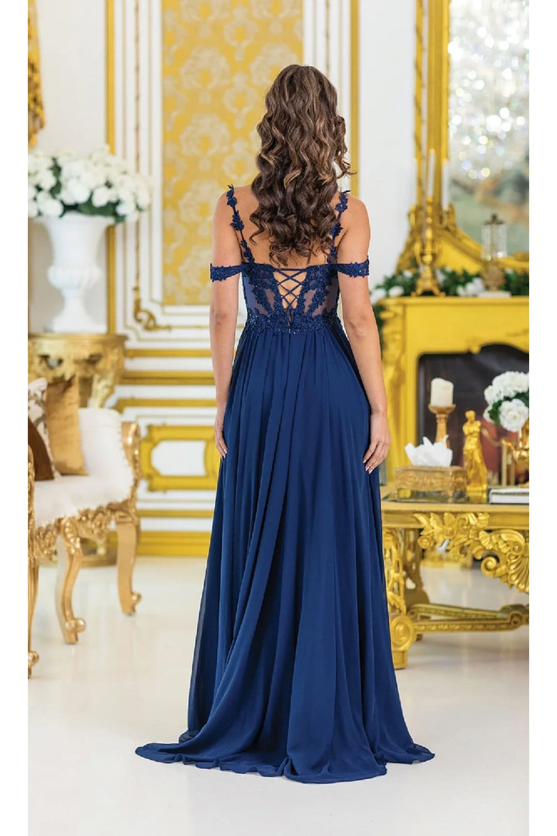 Dancing Queen Dresses DQ-4506 Sheer-Bodice Long Prom Dress