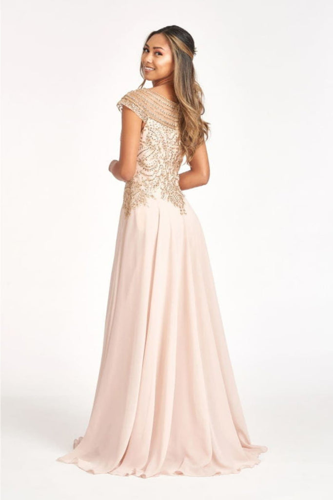 Elizabeth K Embellished Chiffon Formal Gown GL3065 | FormalDressShops