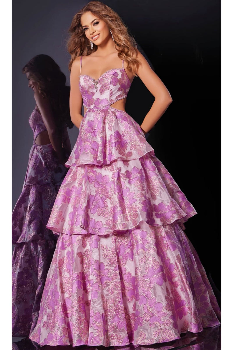 Floral Pink Prom Ball Gown: Jovani D5994