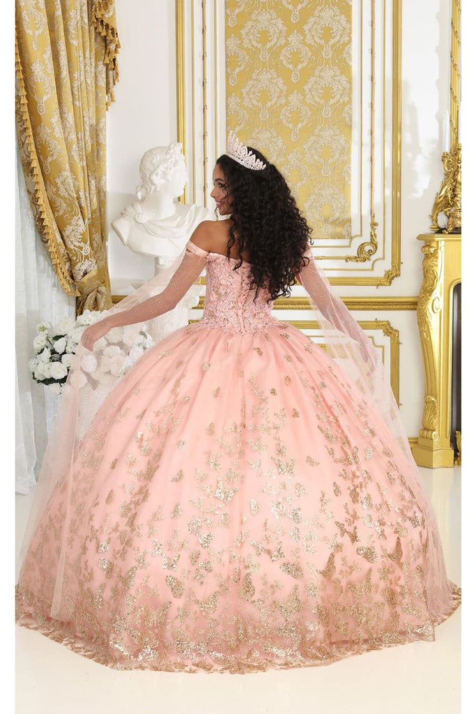 Layla K LK197 Cape Sleeves Quinceanera Gown | Formal Dress Shops