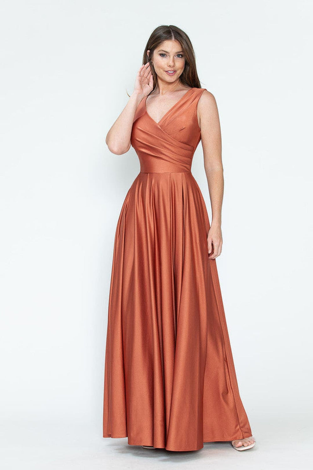 Lenovia 5242 Shiny Long Simple Formal Evening Gown | FormalDressShops