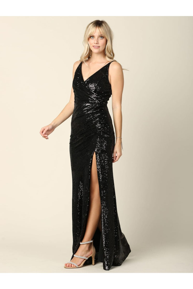 Eva USA 3394 Long Sleeveless Formal Fitted Sequins Prom Dress | Formal ...