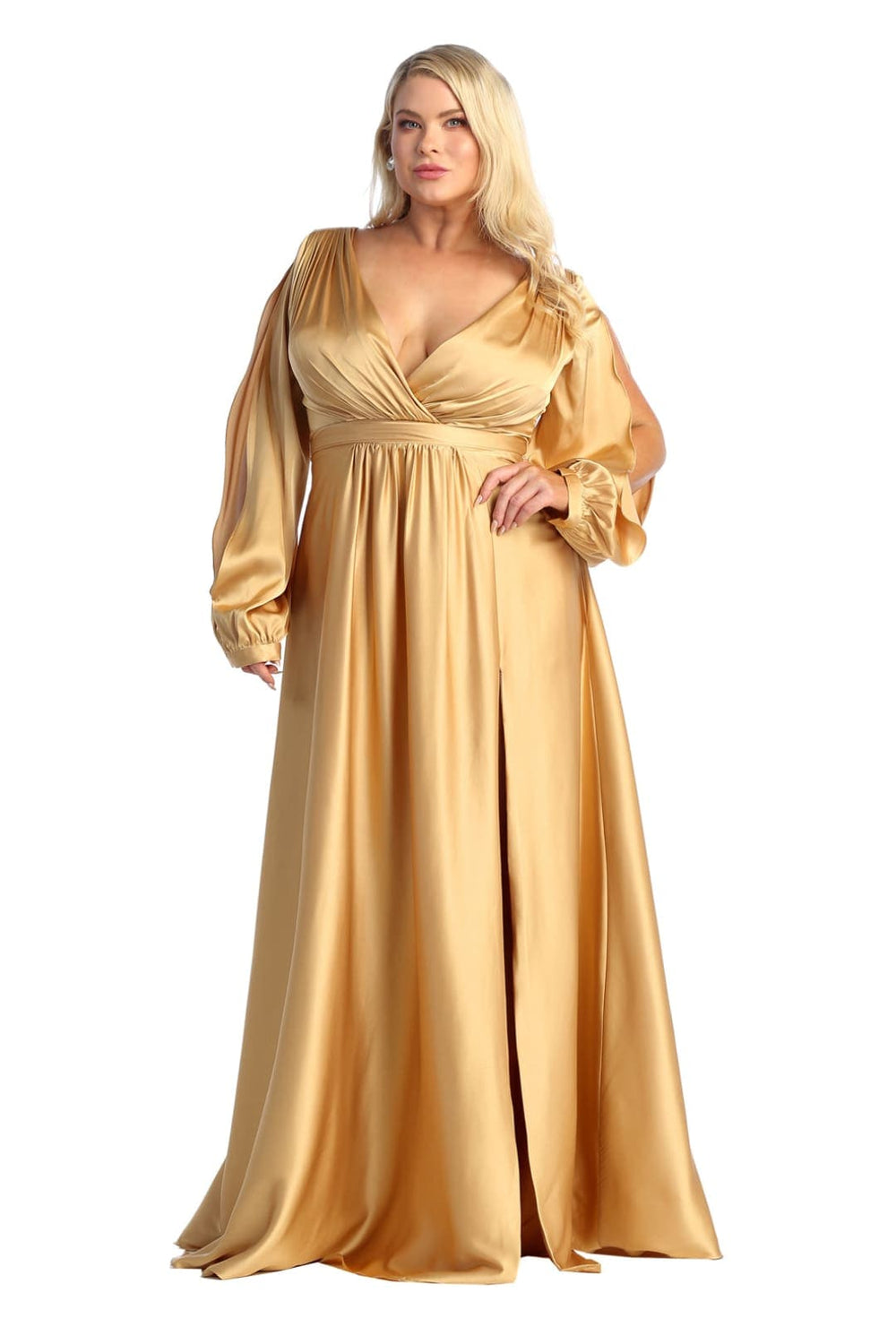May Queen Long Sleeve Simple Evening Gown MQ1857 | Formal Dress Shops