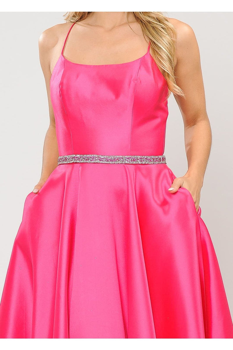 Poly USA 8684Y Exposed Back Long Yellow Prom Dress | FormalDressShops