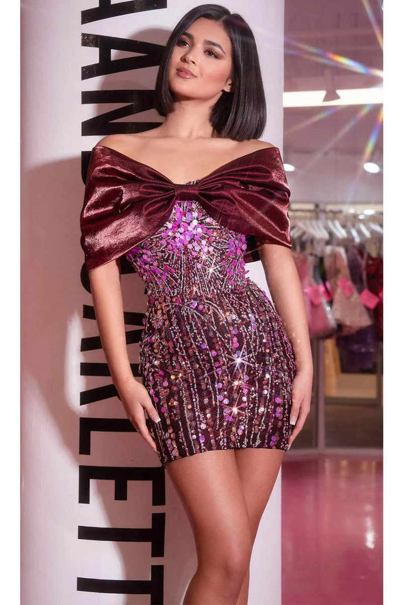 Portia and Scarlett PS24430 Off-Shoulder Bow Accent Dress