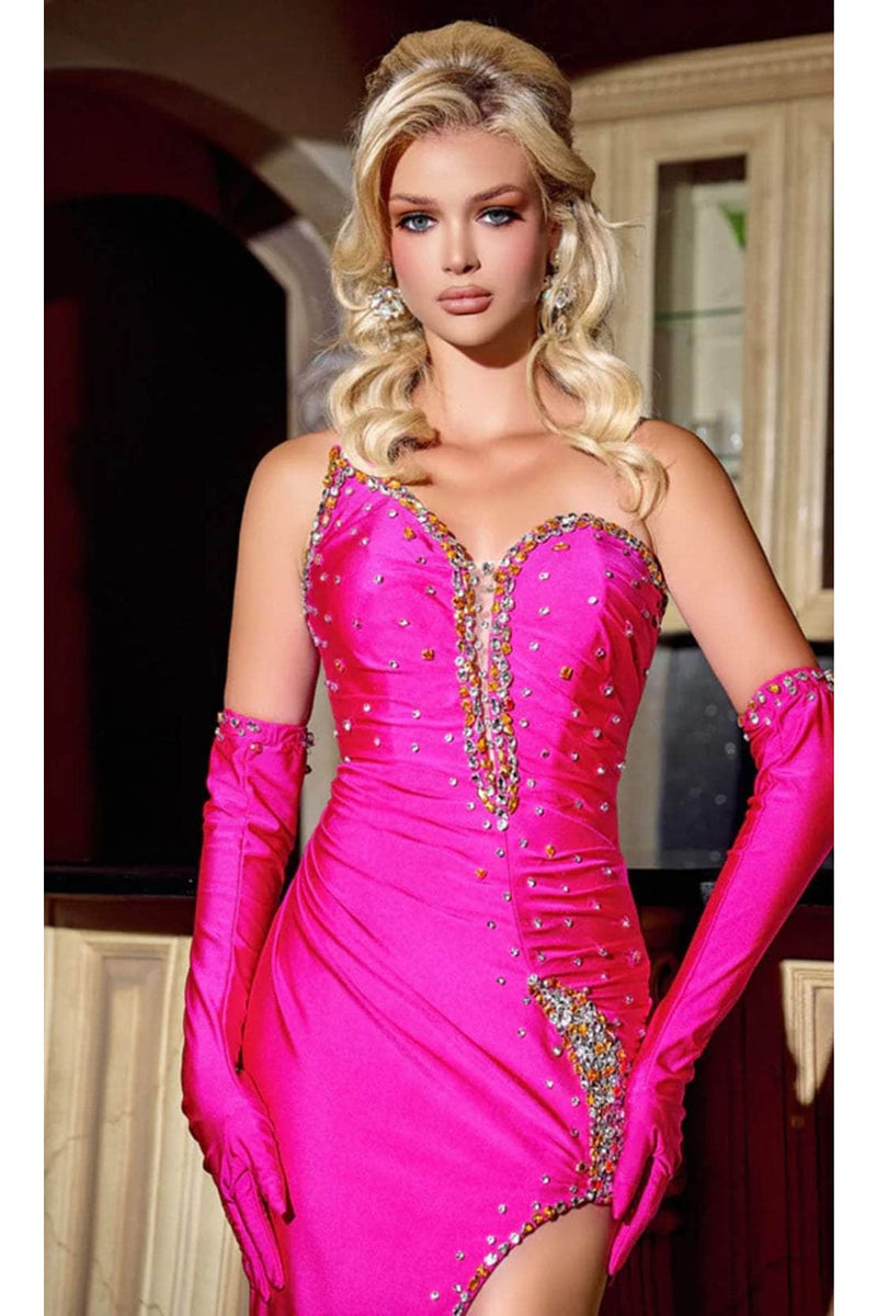 Portia and Scarlett PS24690E Strapless Crystal Beaded Gown