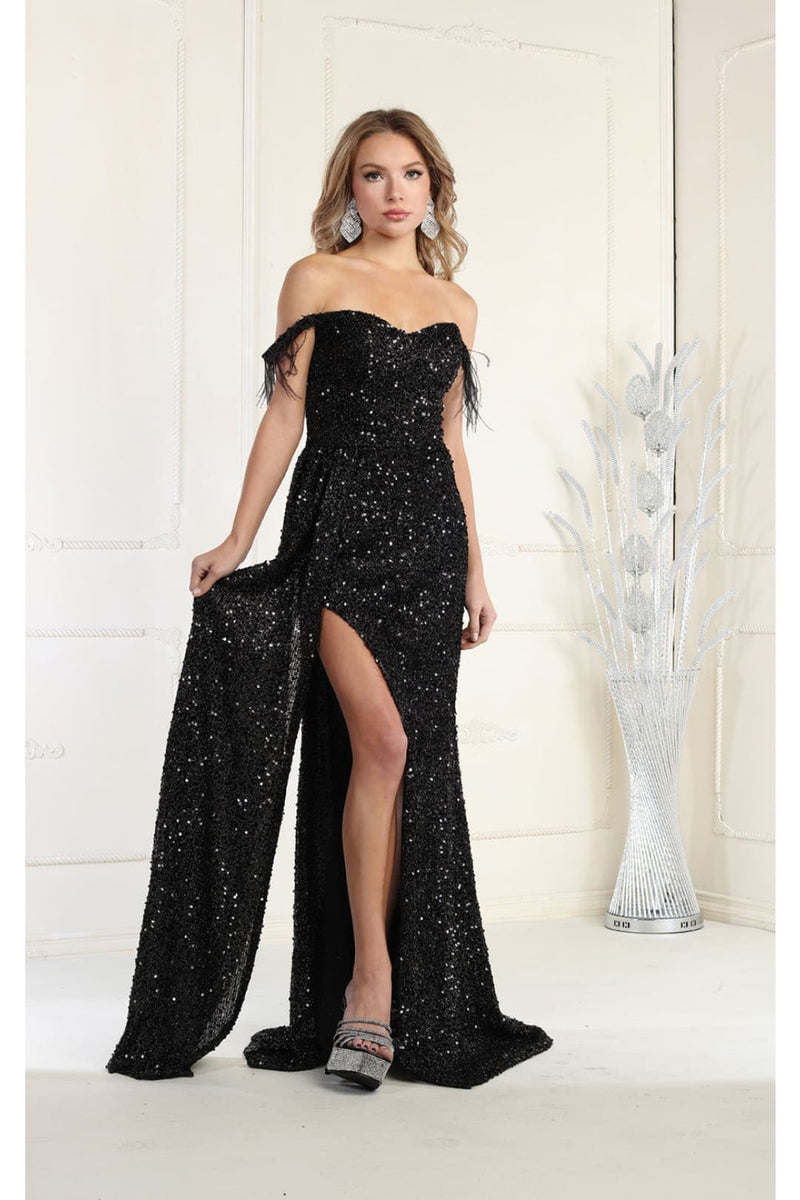 Royal Queen Off Shoulder Sequin Prom Dress RQ7988 | Formal Dress Shops