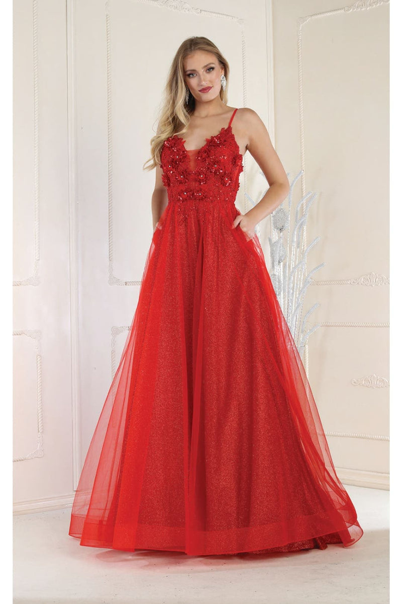Royal Queen RQ8024 Floral Applique Pageant Gown | Formal Dress Shops