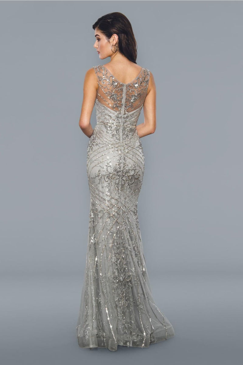 Silver Prom Dress Mermaid Formal Evening Gown Stella Couture 21048